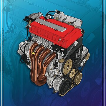 "B16 Engine with background" Poster for Sale by ArtyMotive | Redbubble
