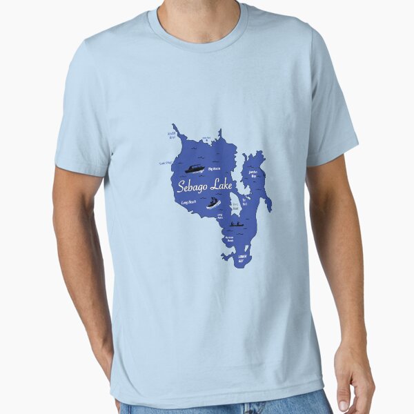 "Sebago Lake, Maine Map" Essential T-Shirt for Sale by AnimalCreations ...