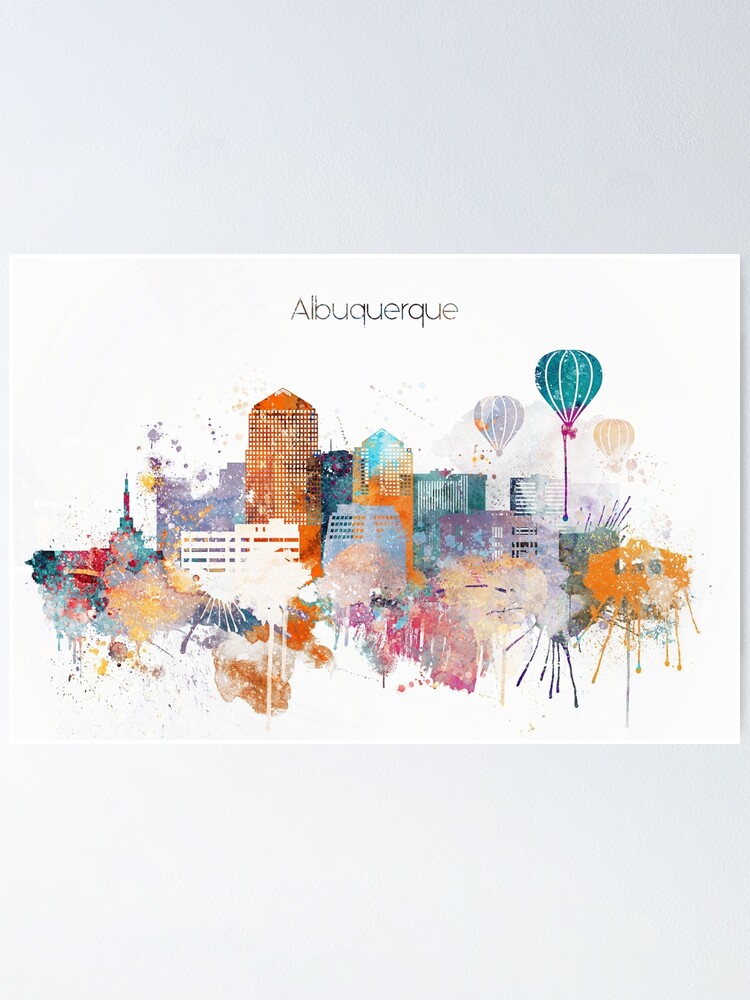 "Colorful Albuquerque watercolor skyline " Poster for Sale by DimDom ...