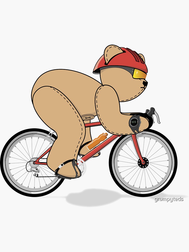 "Cycling Teddy Bear" Sticker by grumpyteds | Redbubble