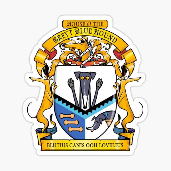 "Greyhound Heraldry: Greyt Blue Hound" Sticker for Sale by ...