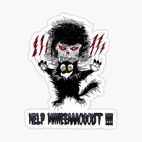 "Horror ,Scared Cat Screaming" Sticker for Sale by Kalpataru | Redbubble