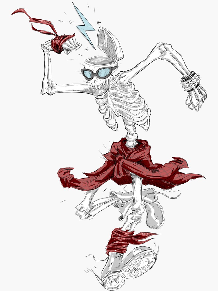 "Moshing Skeleton" Sticker by artbybred | Redbubble
