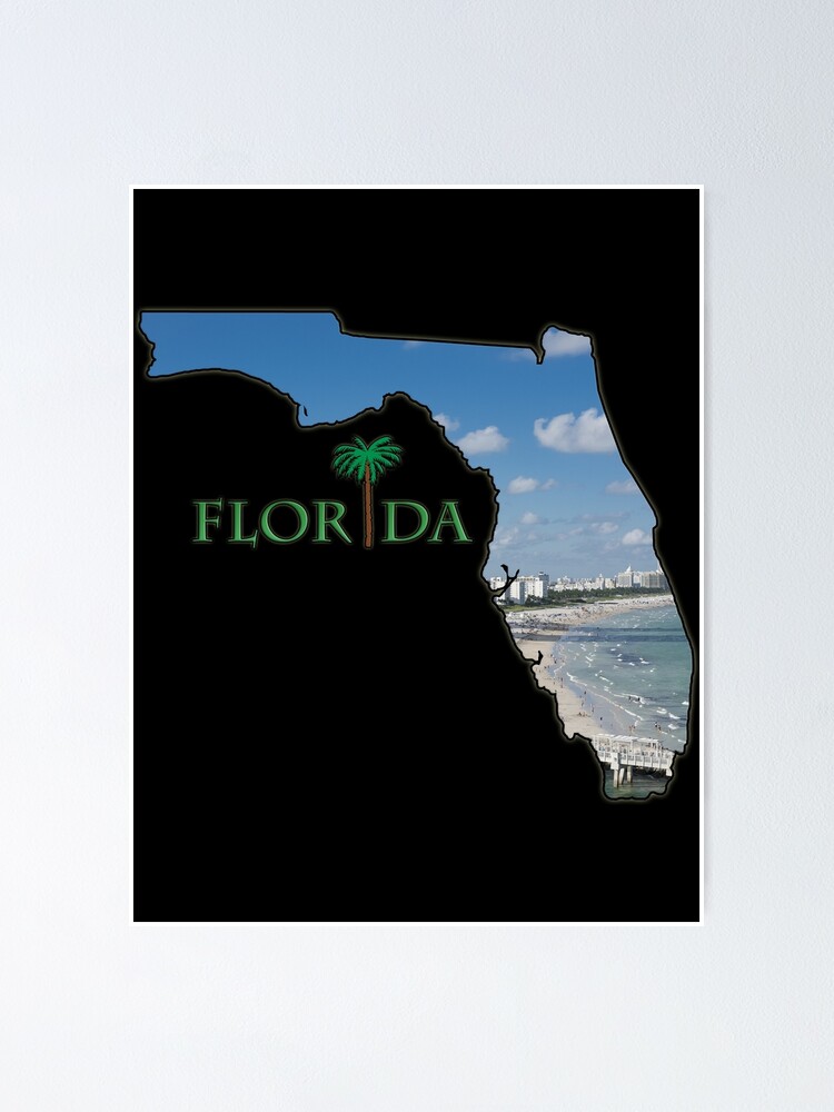 "Florida State Outline (Miami Beach)" Poster for Sale by gorff | Redbubble