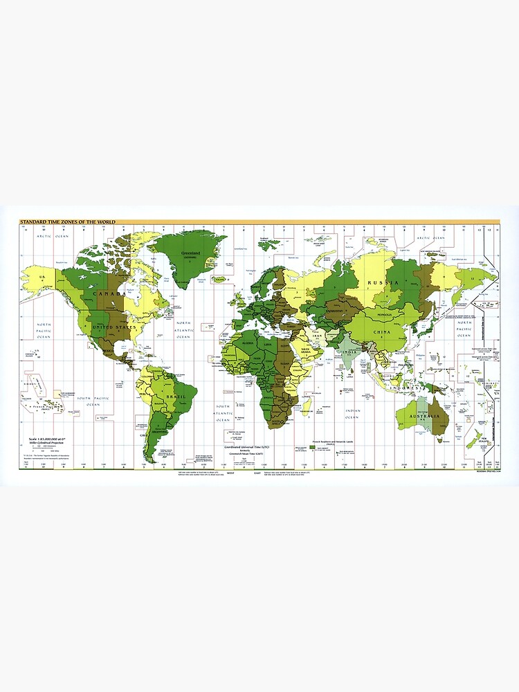 Standard Time Zones of the World Map Premium Matte Vertical Poster sold ...