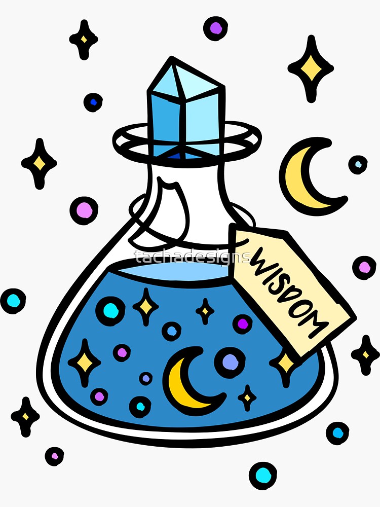 "Wisdom Magic Potion Bottle. Magical Blue Intelligence Potion Brew ...