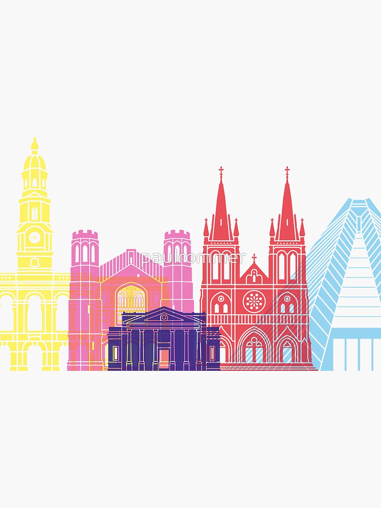 "Adelaide V2 skyline pop" Sticker by paulrommer | Redbubble