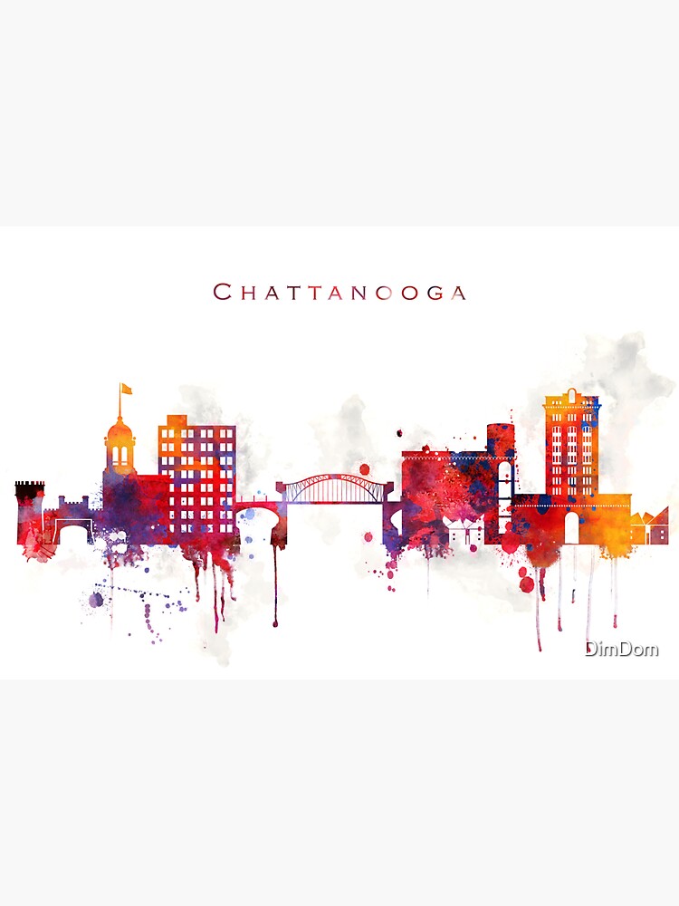 "Colorful Chattanooga watercolor skyline" Sticker for Sale by DimDom ...