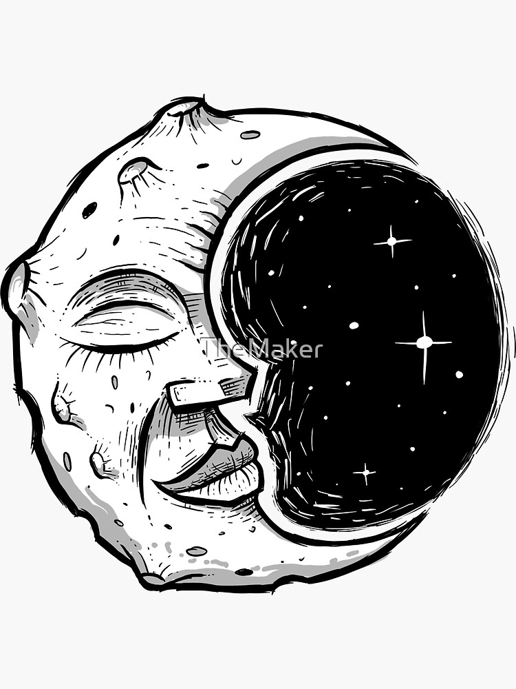 "Moon Face" Sticker for Sale by TheMaker | Redbubble