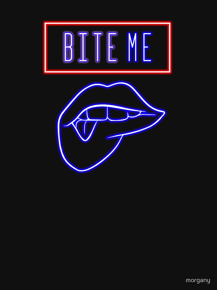 "Bite Me - Retro Neon Sign" T-shirt by morgany | Redbubble | neon t ...