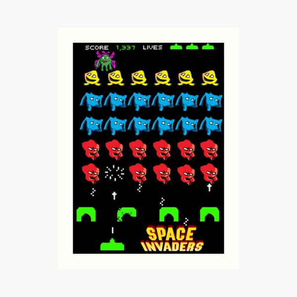 "Space Invaders Screen Cartoon" Art Print by tnewton69 | Redbubble