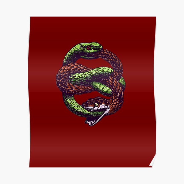 "Two Snakes Eating Each Other, Twin Universe Symbol" Poster for Sale by ...