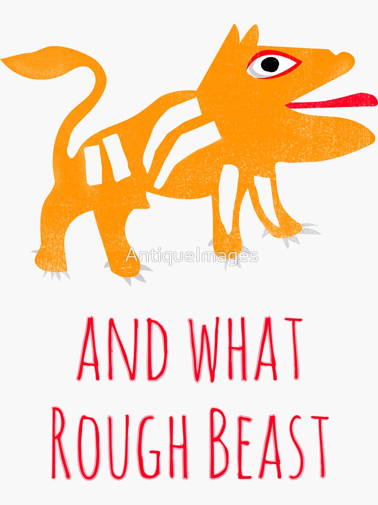 "Rough Beast Yellow Monster" Sticker by AntiqueImages | Redbubble