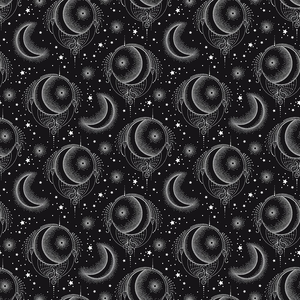 "Seamless pattern with dotted half moon and stars." by Bokasana | Redbubble