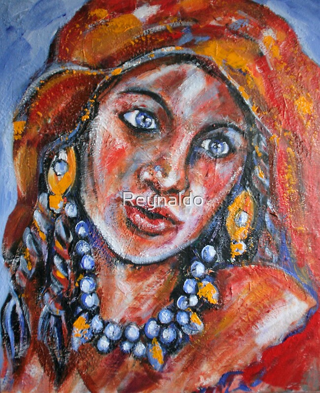 "Blue Eyed Gypsy Woman" by Reynaldo | Redbubble