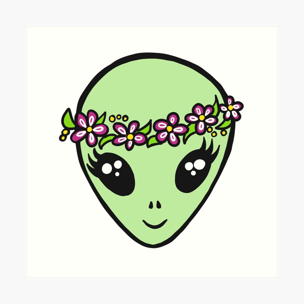 "Alien Hippie Flowers Peace" Art Print by boom-art | Redbubble