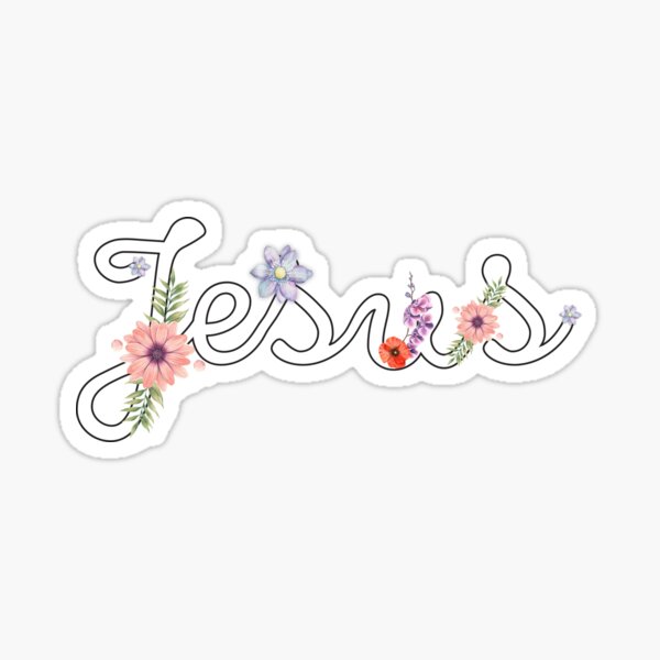 "Jesus Christ - Christian Floral Typography" Sticker for Sale by ...