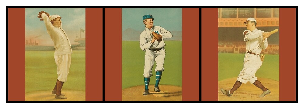 "Old Time Baseball Players - Triptych" by CJ Anderson | Redbubble