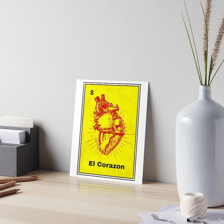"El Corazon Mexican Loteria Card" Art Board Print by casadeloteria ...