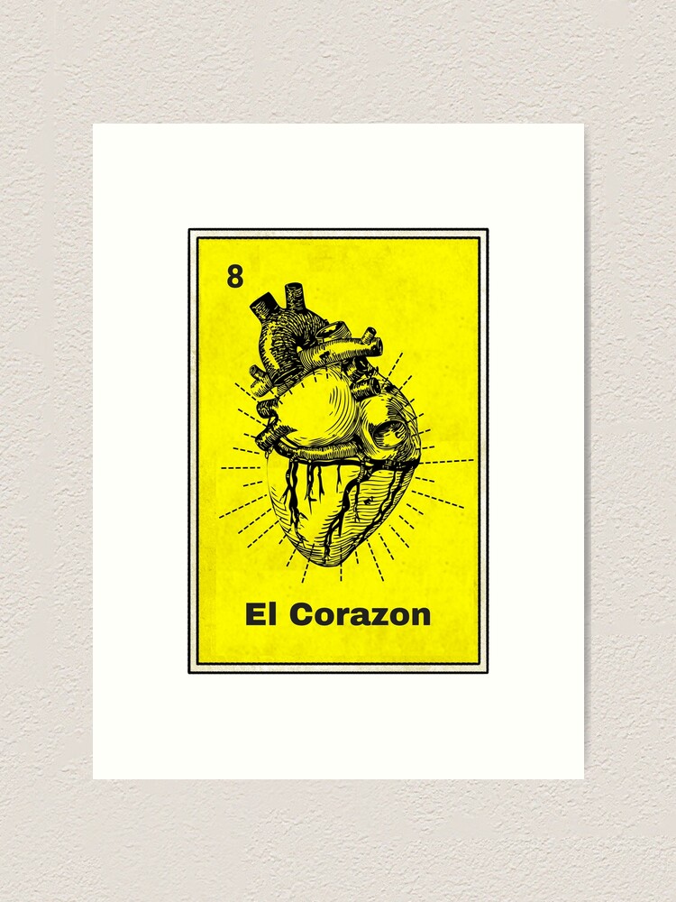"El Corazon Mexican Loteria Bingo Card" Art Print for Sale by ...