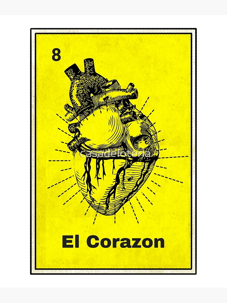 "El Corazon Mexican Loteria Bingo Card" Art Print by casadeloteria ...
