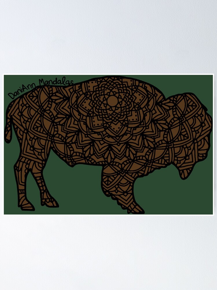 "Brown Bison Mandala" Poster by DaniAnnMandalas | Redbubble