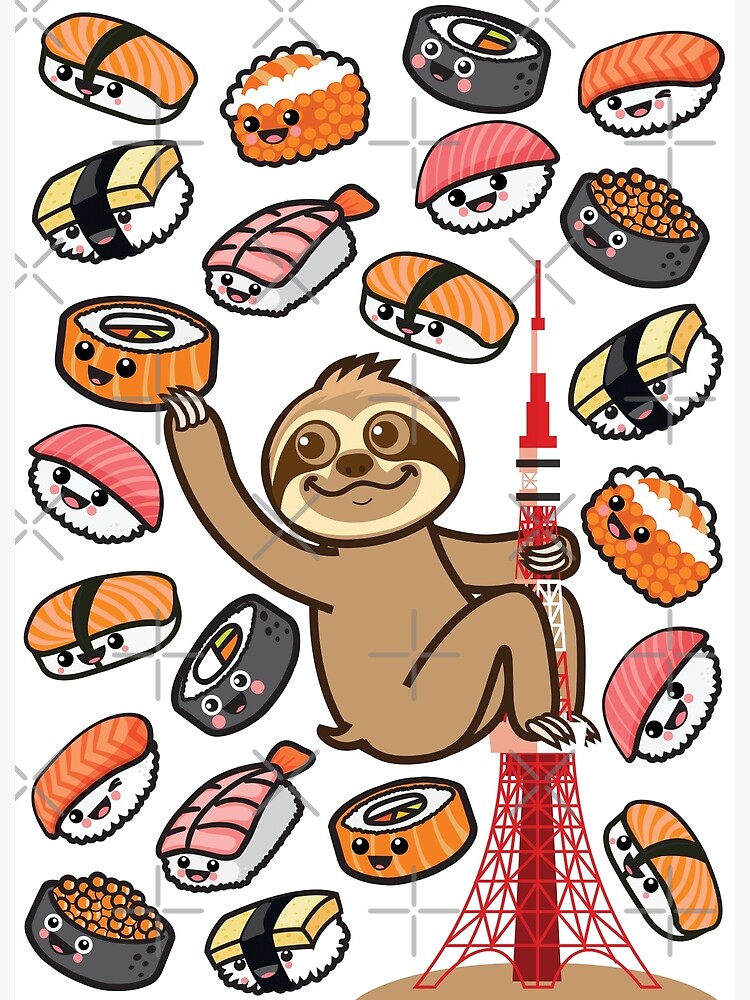 "Sloth Sushi Tokyo" Poster by plushism | Redbubble
