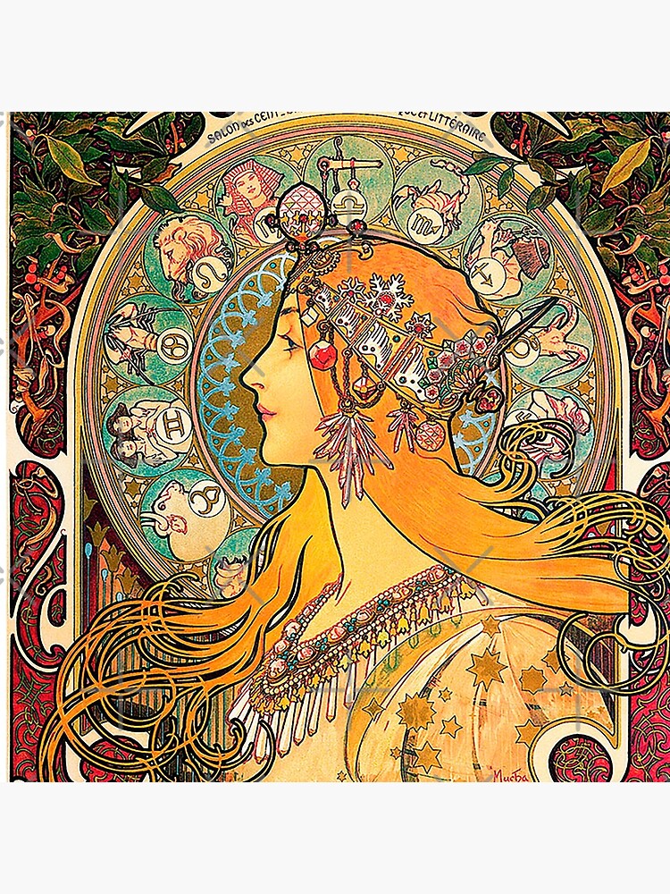 HD. Zodiac (Second Version), By Alphonse Mucha (1896) HIGH DEFINITION ...