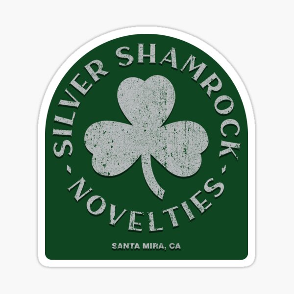 "Silver Shamrock Novelties" Sticker for Sale by huckblade | Redbubble