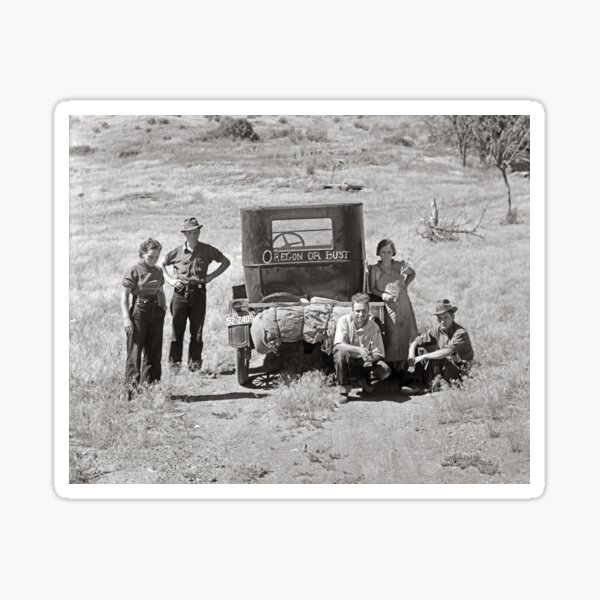"Oregon or Bust, 1936. Vintage Photo" Sticker for Sale by historyphoto ...