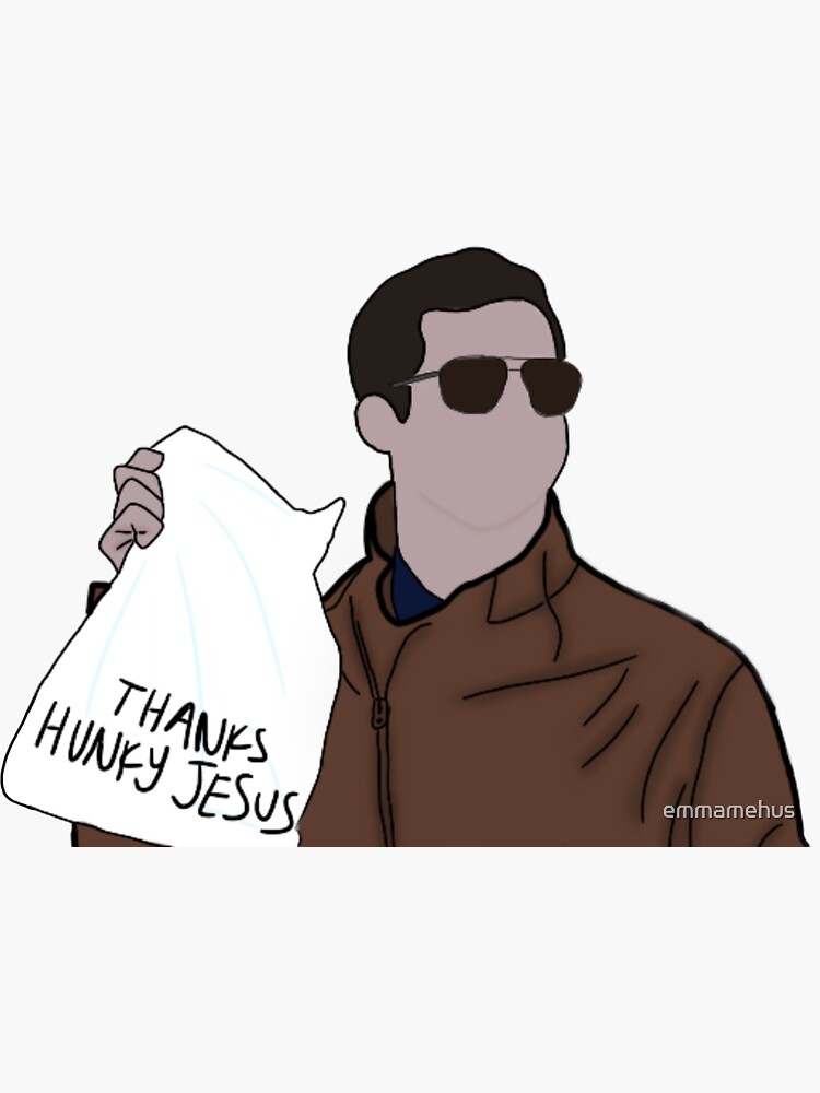 "Thanks Hunky Jesus" Sticker for Sale by emmamehus | Redbubble