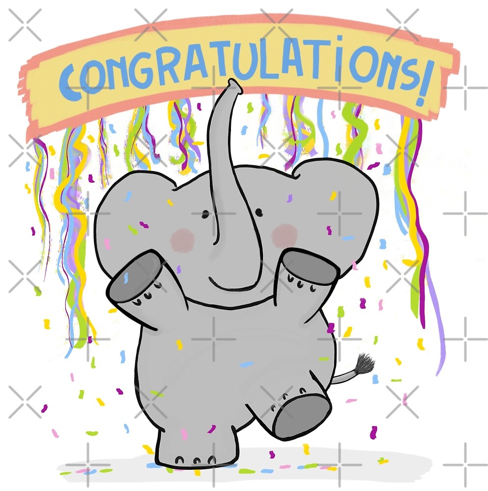 "Cute Little Elephant Saying: “Congratulations!” - (Newggy’s ...
