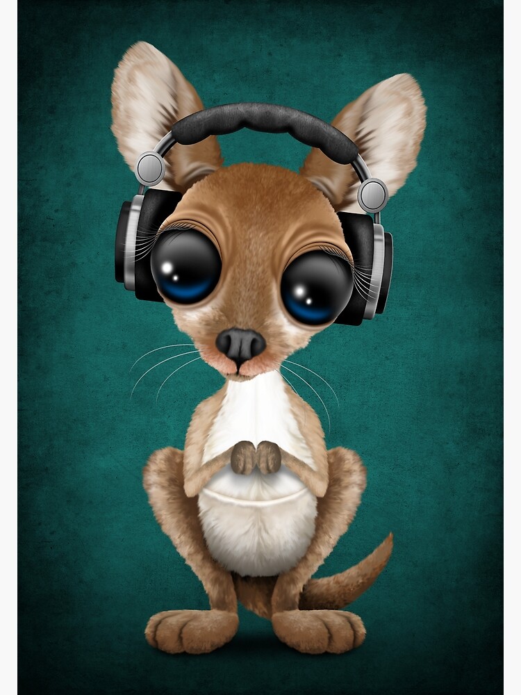 "Cute Baby Kangaroo Deejay Wearing Headphones" Art Print by JeffBartels ...
