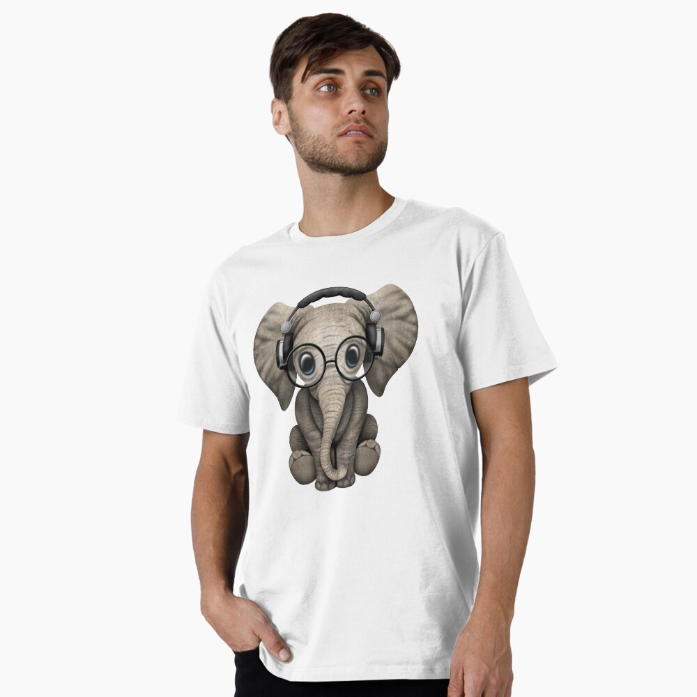 "Cute Baby Elephant Dj Wearing Headphones and Glasses" Sticker for Sale ...