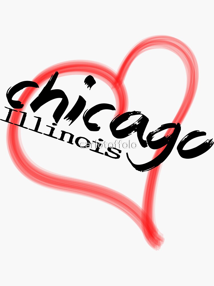 "Chicago with red heart" Sticker by carlotoffolo | Redbubble