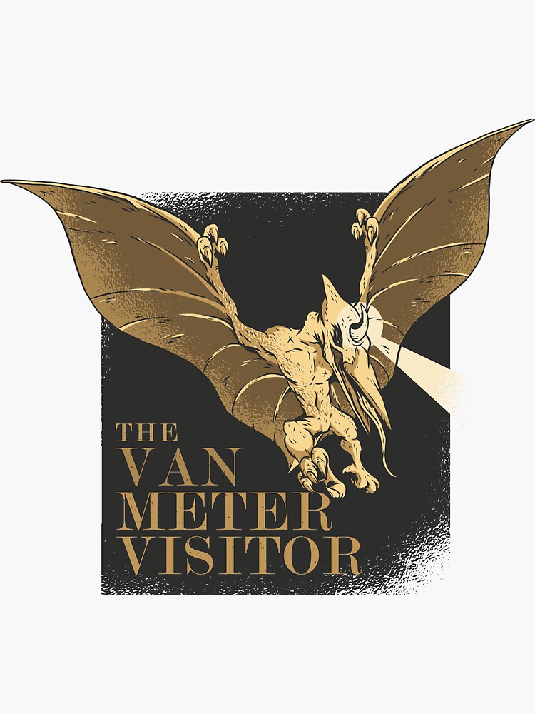 "Van Meter Visitor Cryptid Dark Background" Sticker for Sale by ...