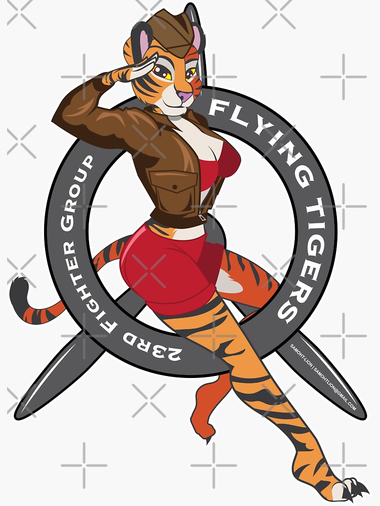 "Flying Tiger Anthro Pinup" Sticker for Sale by samohtlion | Redbubble