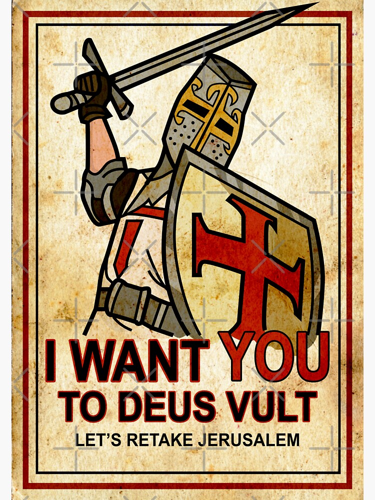 "Deus Vult - I want you to retake Jerusalem" Sticker for Sale by ...