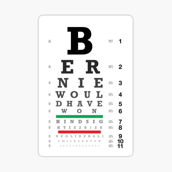 "Bernie Would Have Won Eye Chart" Sticker by IPMLeftorium | Redbubble