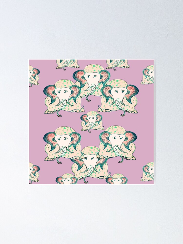 "pink elephant print" Poster for Sale by hdettman | Redbubble