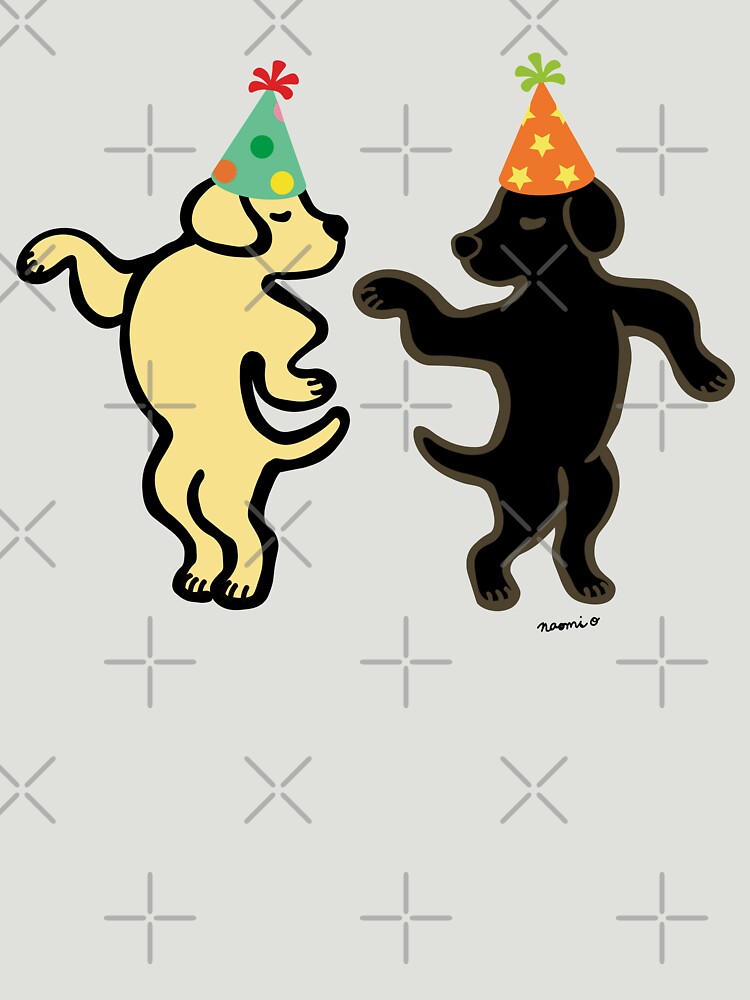 "Yellow Labrador and Black Labrador Birthday Party Dancing" T-shirt for ...