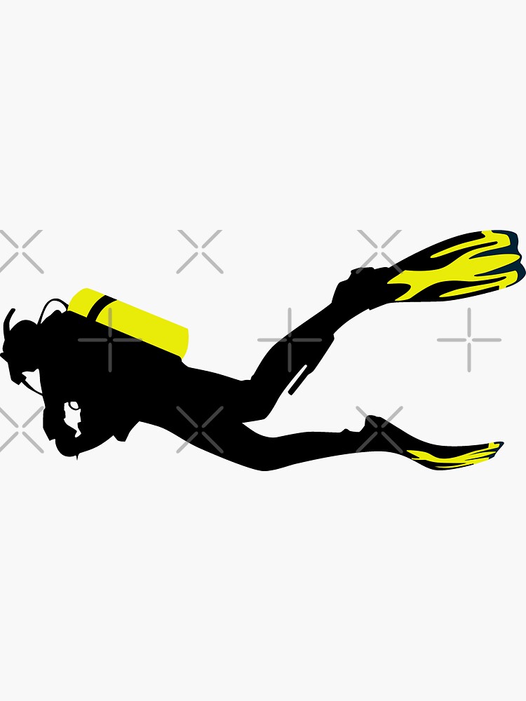 "Sport stylized - diver with diver bottle and fins" Sticker for Sale by ...