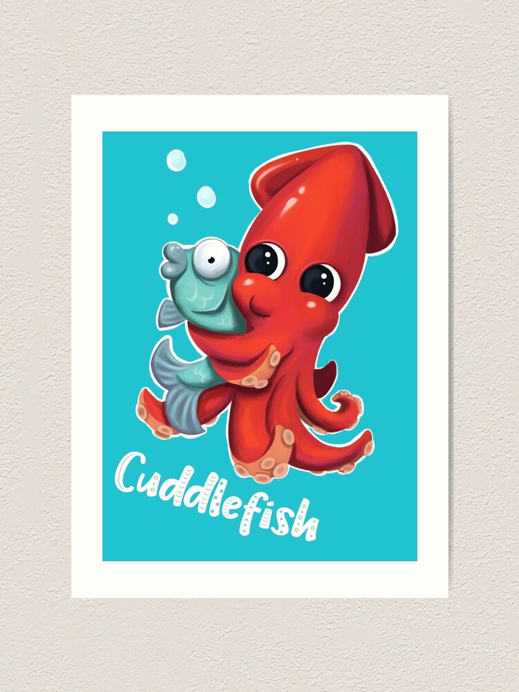 "Adorable "Cuddlefish" Sea Life Illustration - Cuttlefish Squid" Art ...