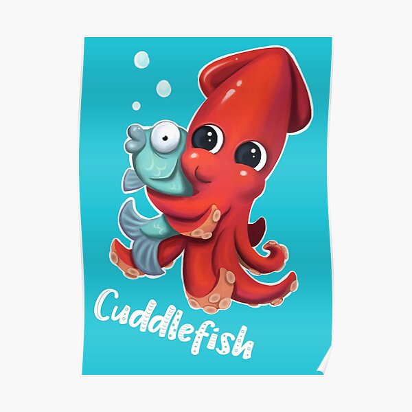 "Adorable "Cuddlefish" Sea Life Illustration - Cuttlefish Squid" Poster ...