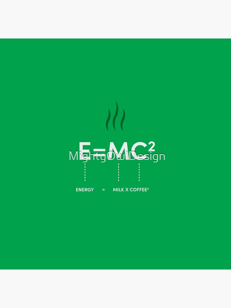 "E=MC2 science coffee design" Sticker for Sale by MightyOwlDesign ...