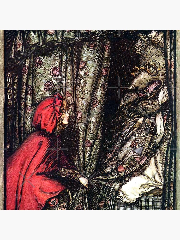 "Rotkäppchen und der Wolf - Brüder Grimm - Arthur Rackham" Acrylblock ...