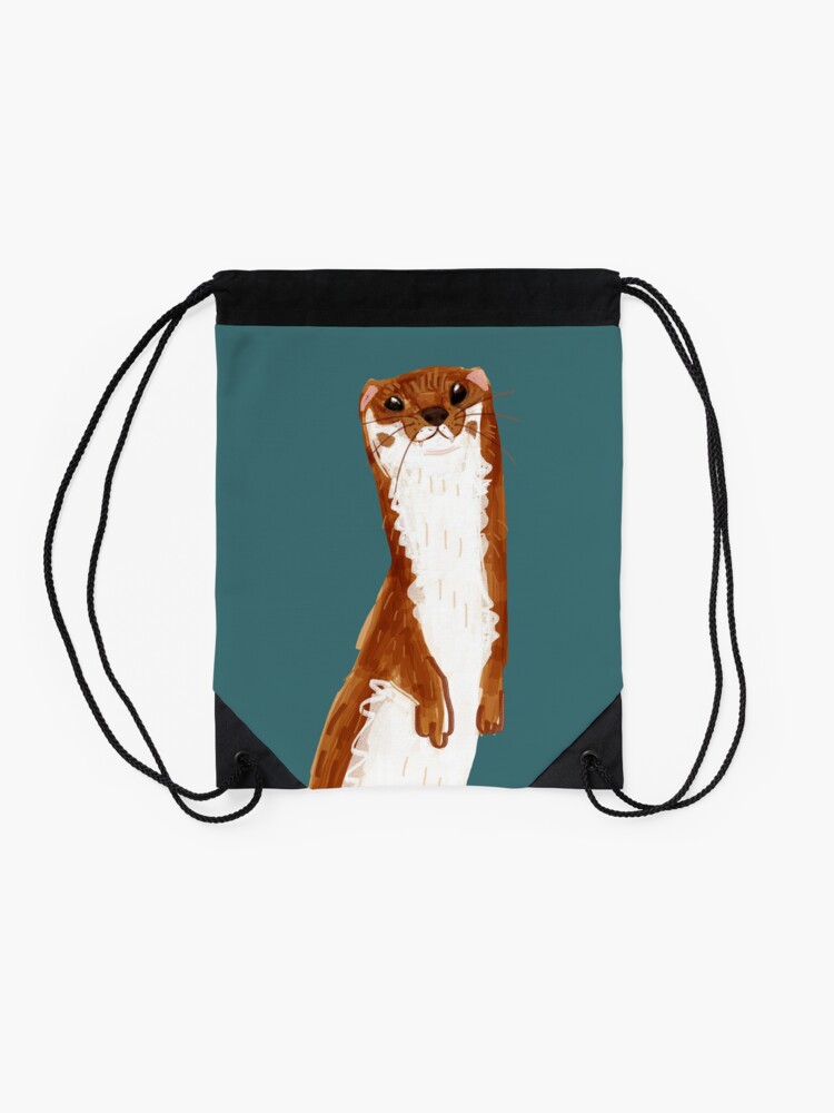 "Funny Weasel (Mustela nivalis)" Drawstring Bag for Sale by ...