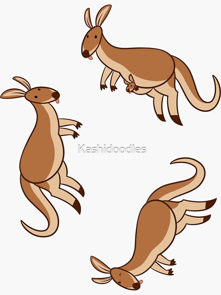 "Kangaroos!" Sticker for Sale by Kashidoodles | Redbubble