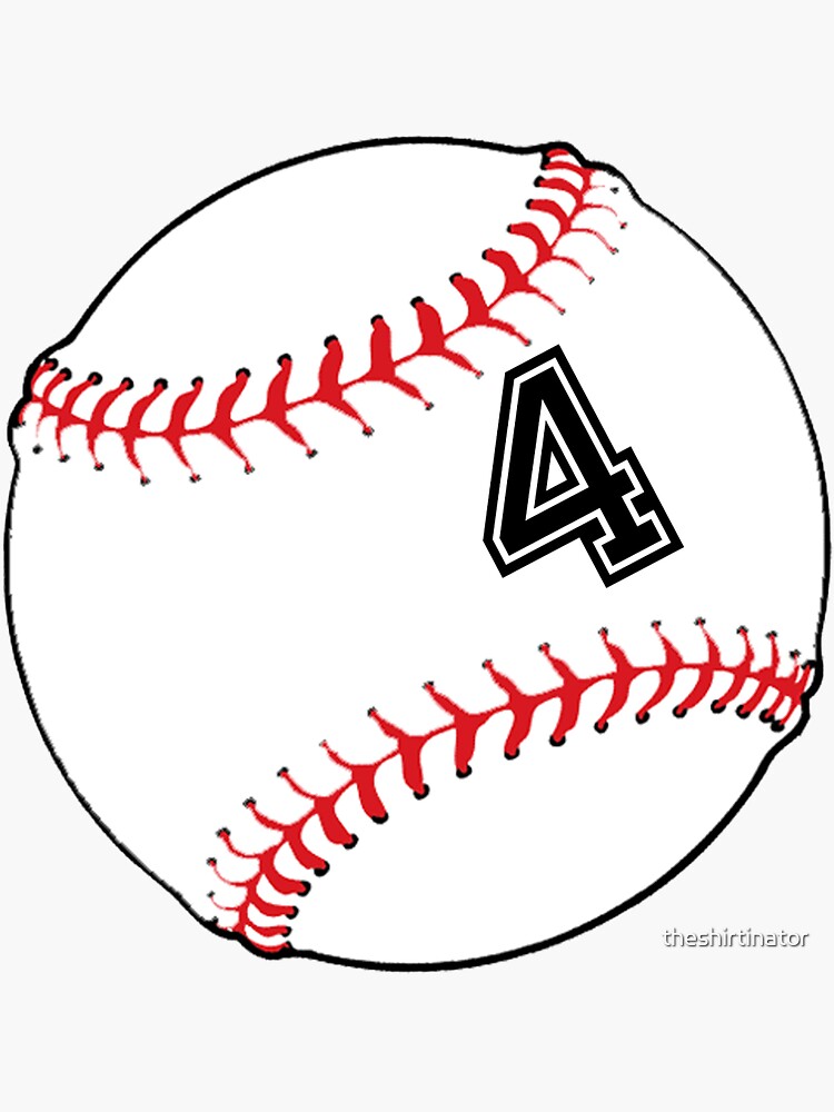 "Baseball Player Jersey No 4 Back Number #4 Ball Sport Sticker Gift ...