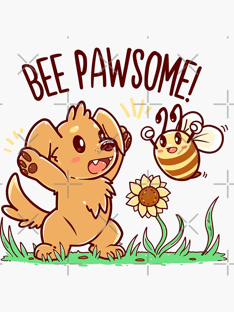 "Bee Pawsome" Sticker by TechraNova | Redbubble